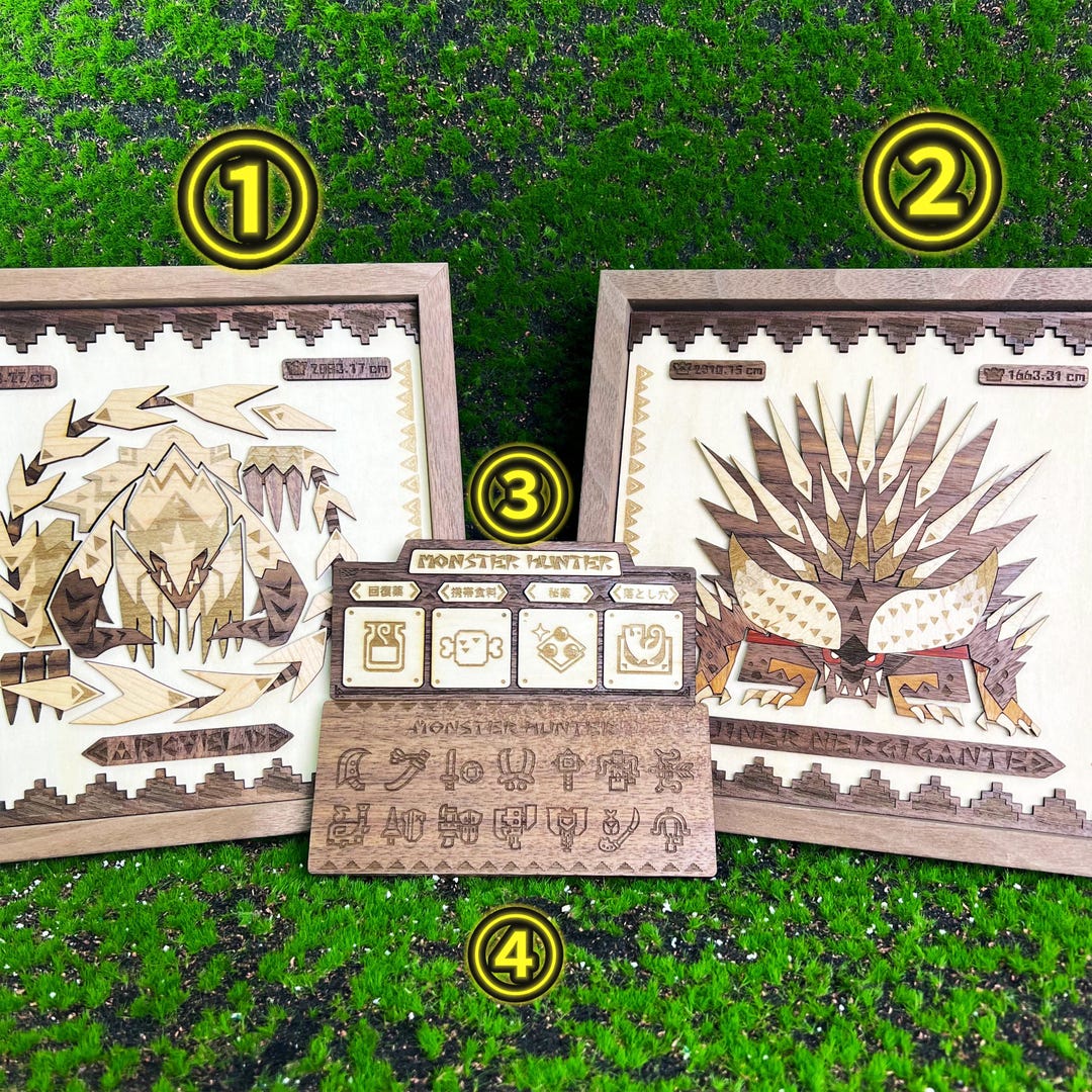 Monster Hunter Wall Art Handcrafted Nergigante Barroth Layered Plaques ...