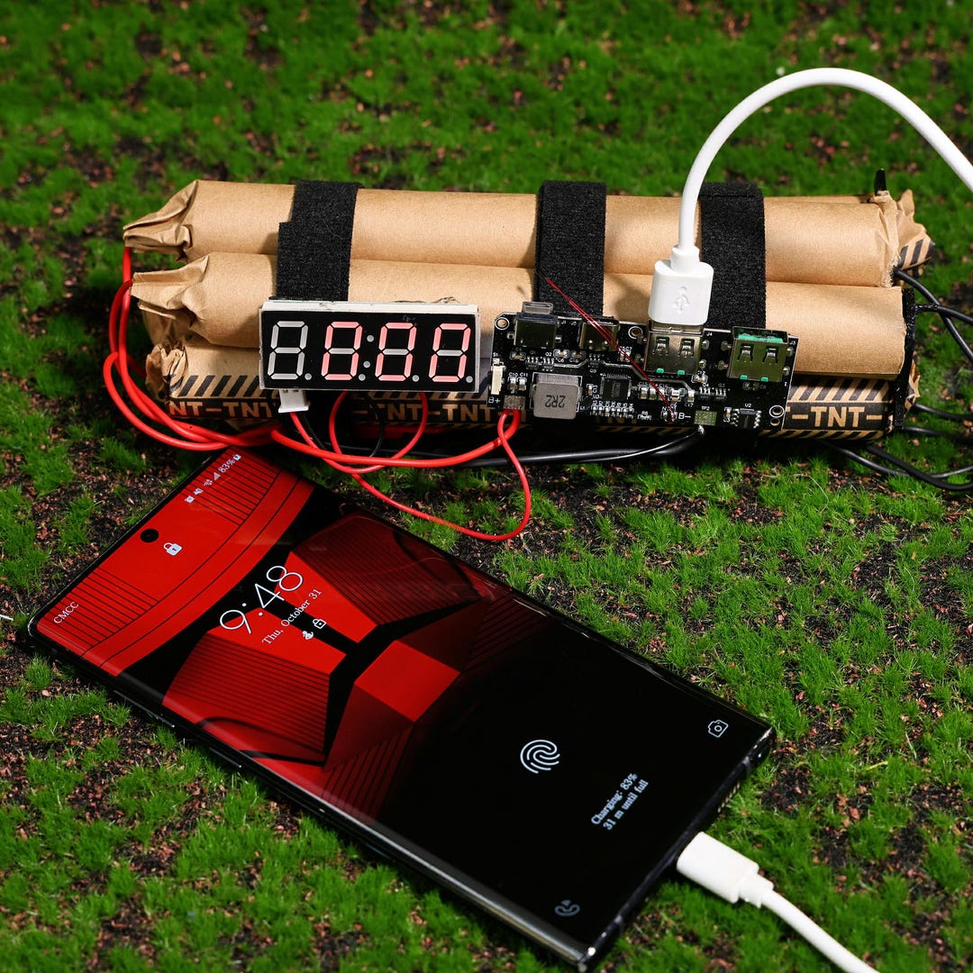 TNT Bomb Timer Clock USB Power Battery Bank Rechargeable DIY Gift for ...