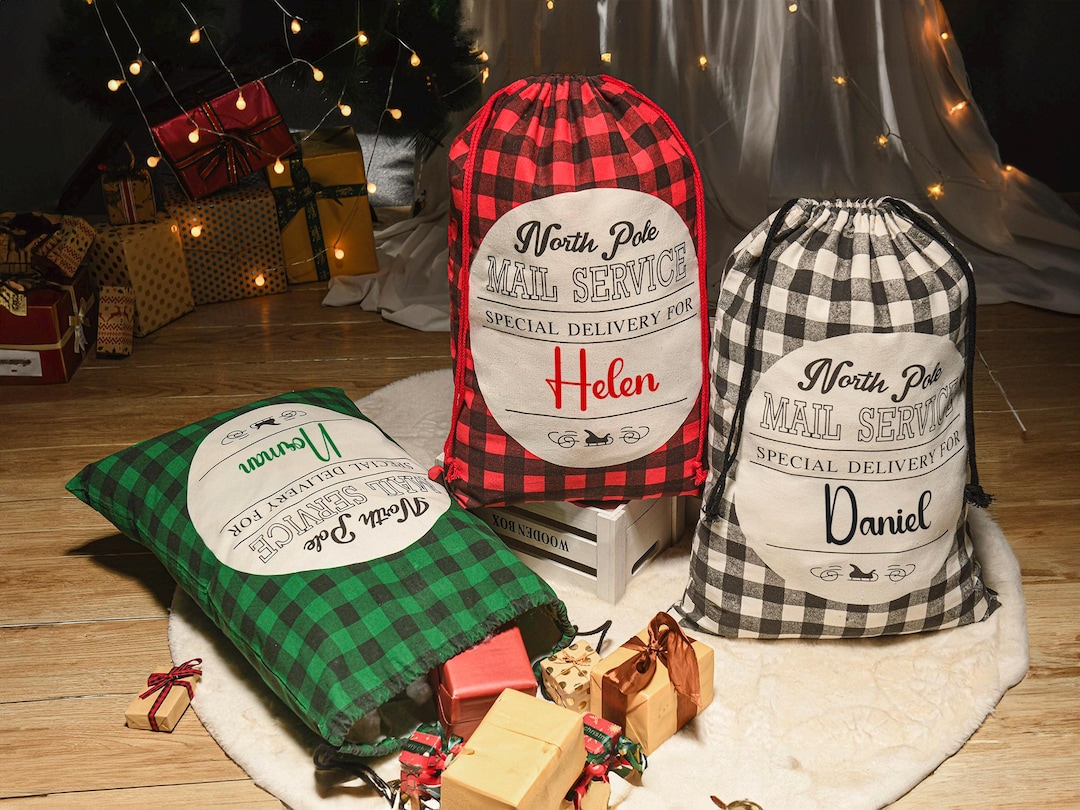 Personalized Christmas Santa Sack, Custom Name Christmas Santa Sack ...