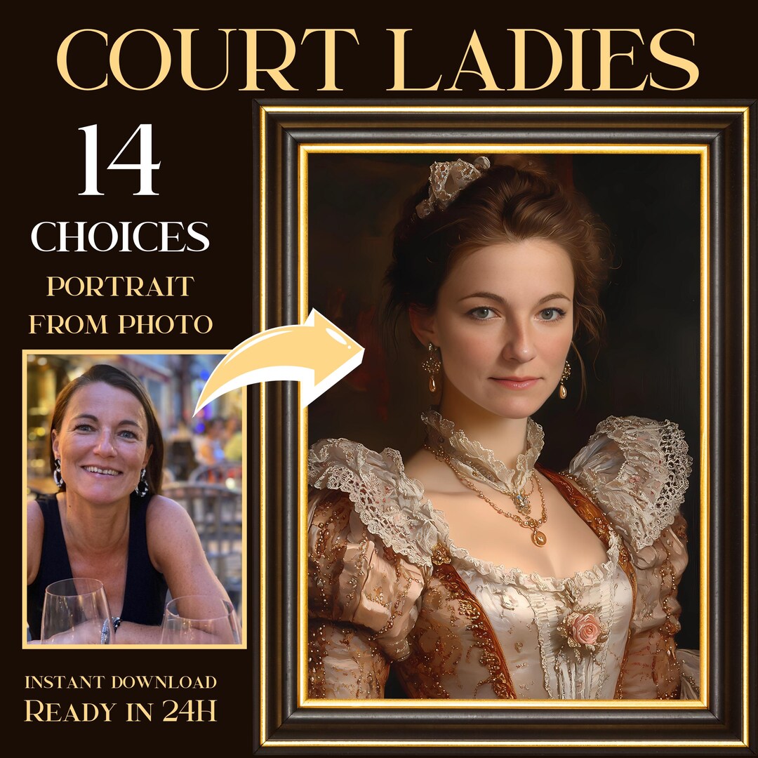 Custom Court Lady Portrait From Photo. Custom Renaissance Portrait on ...
