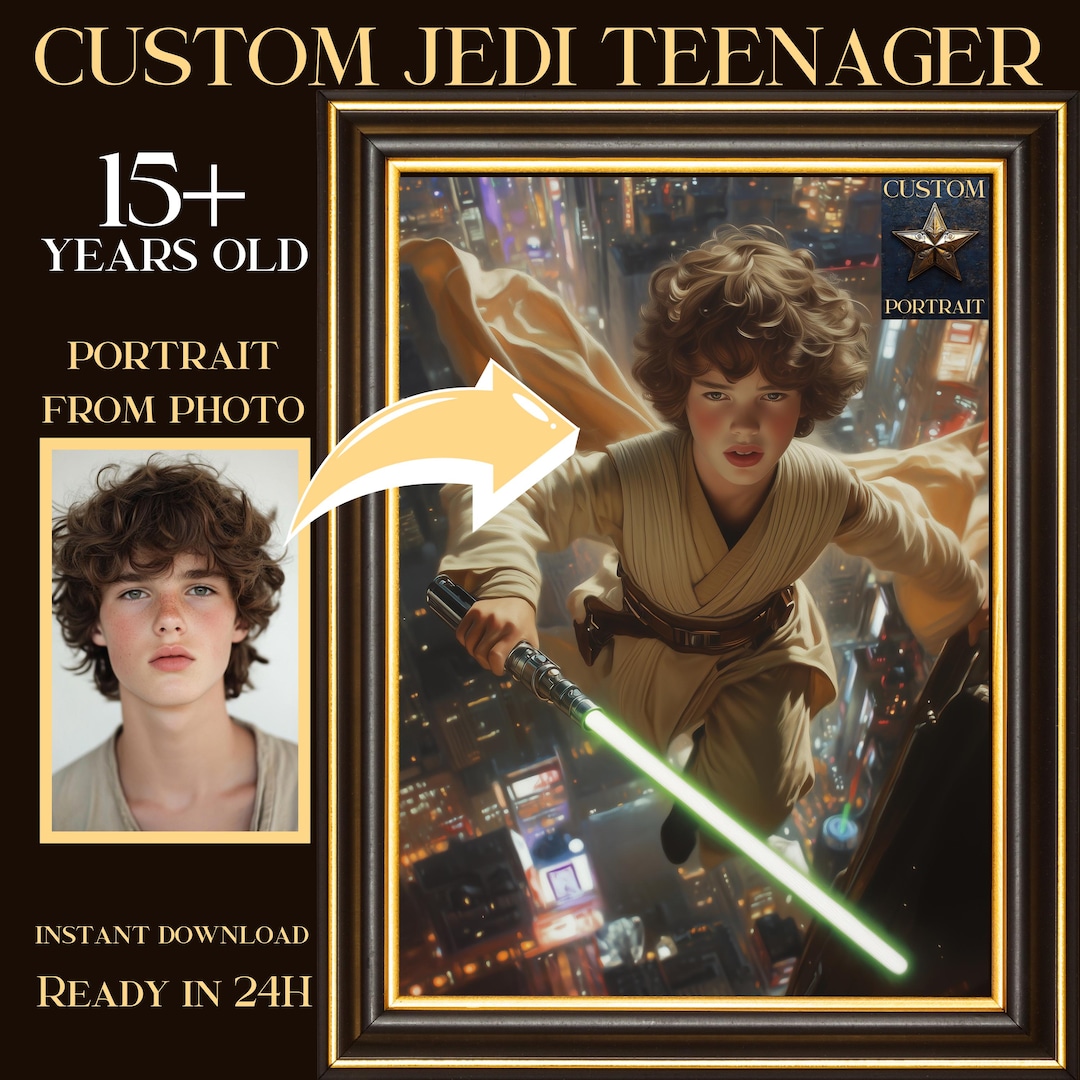 Custom Jedi Teen Portrait From Photo. Personalized Portrait, Futuristic ...