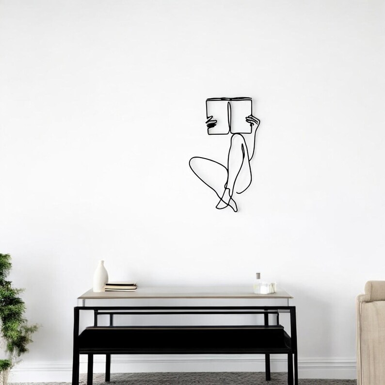 Minimalist Line Art Metal Wall Decor - Modern Geometric Wall Art for ...
