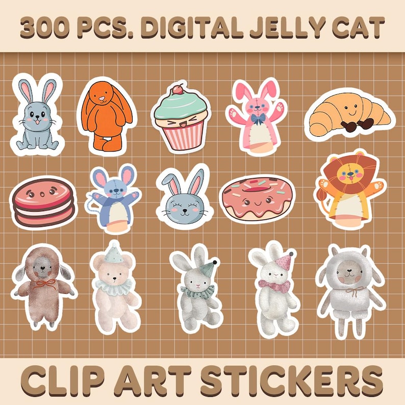 Cute Jellycat Digital Stickers PNG | Kawaii Plush Bunny Clipart ...