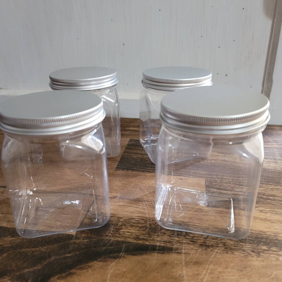 Clear Plastic Jar With Screw Top Lid, Set of 4 - Etsy