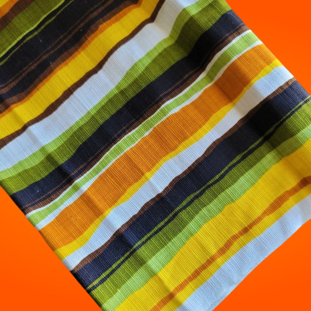 Vintage Fabric Scrap Yellow Blue Green Stripe Striped - Etsy