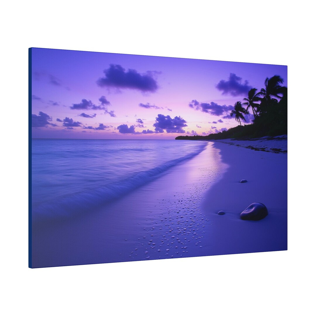 Canvas Wall Art, Beach Twilight Scene, Ocean Waves and Soft Sand ...