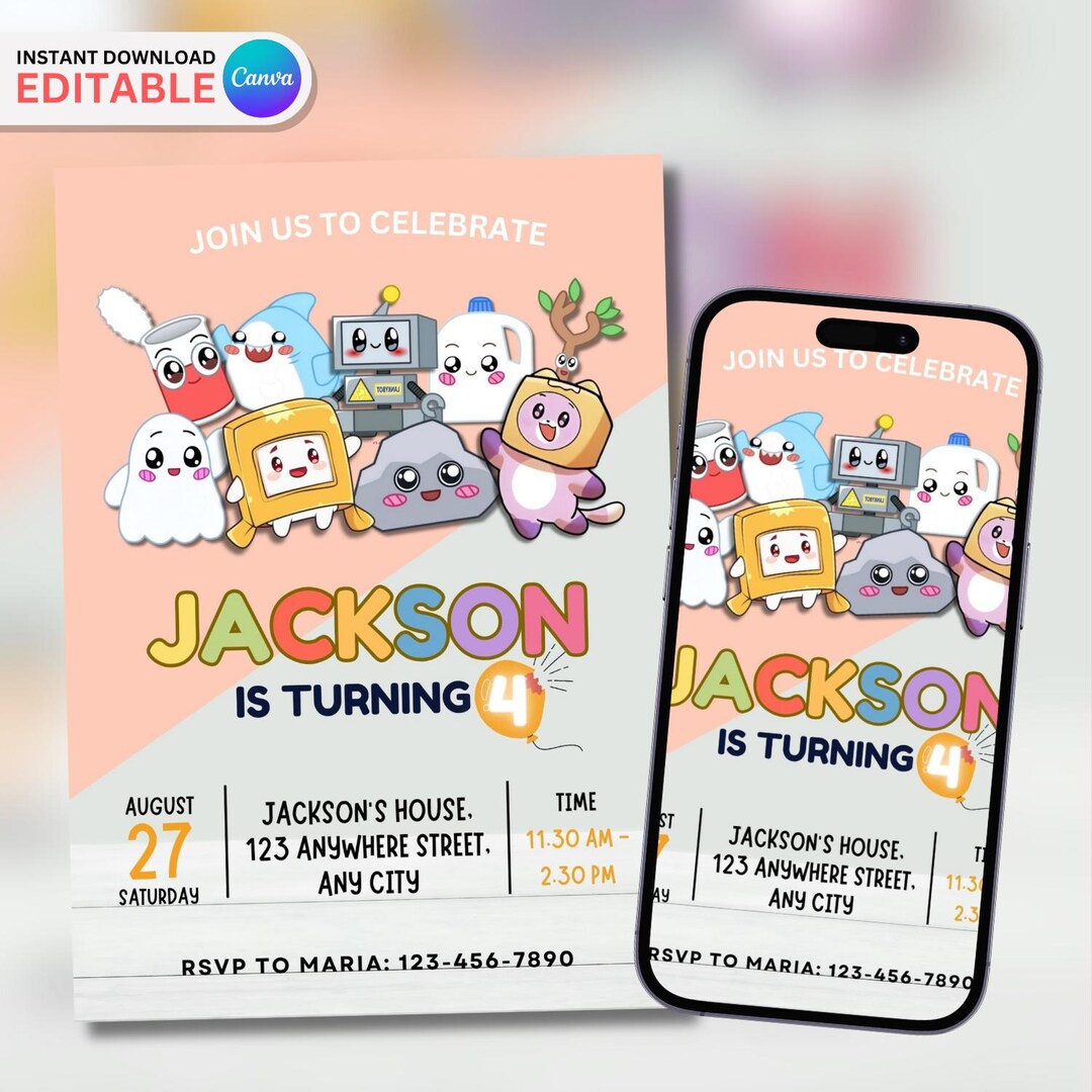 Lankybox Birthday Invitation, Lankybox Birthday, Lankybox Invitation ...