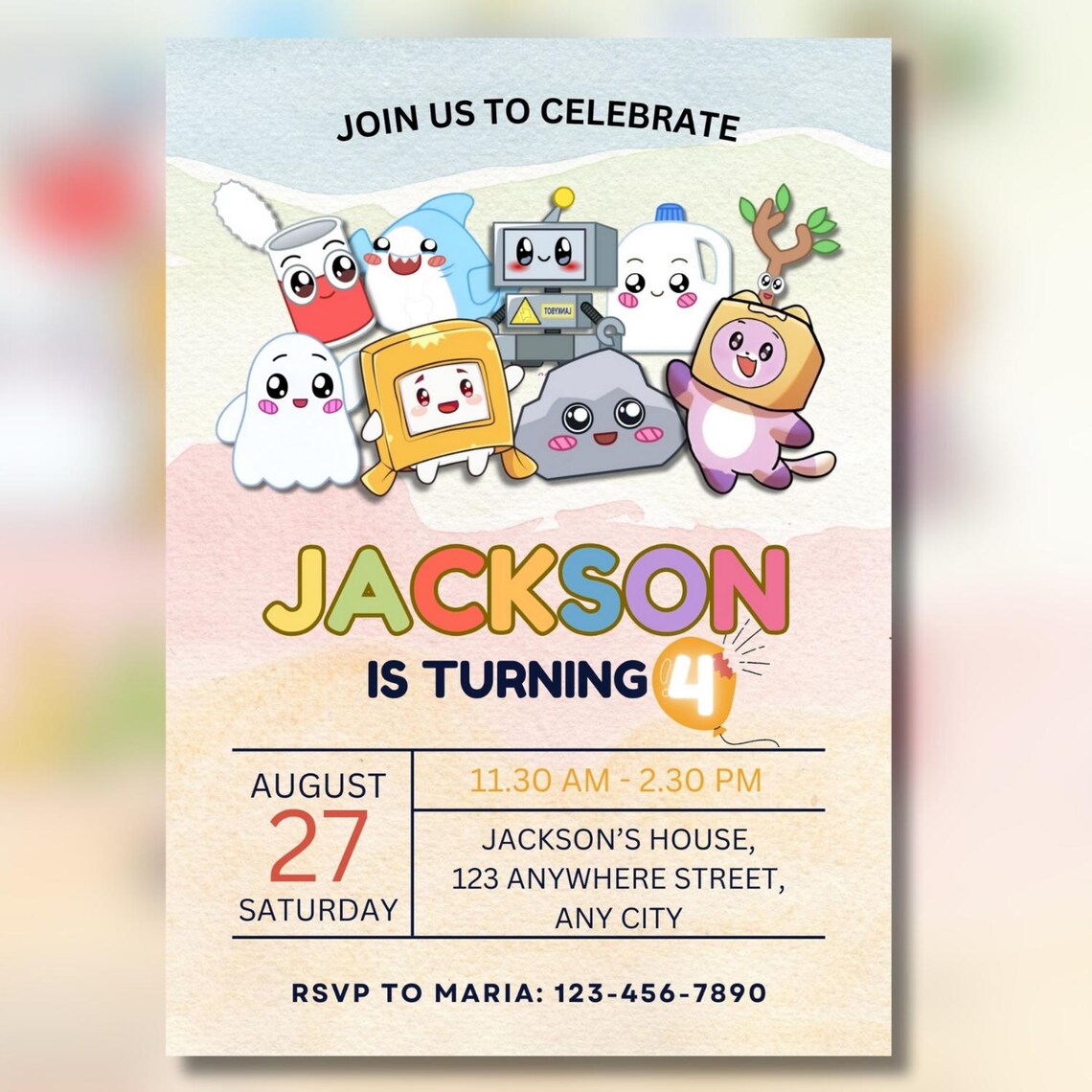 Lankybox Birthday Invitation, Lankybox Birthday, Lankybox Invitation ...