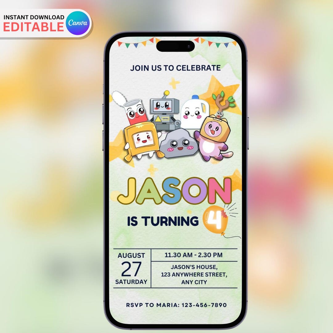 Lankybox Mobile Invitation, Lankybox Birthday Invitation, Lankybox ...