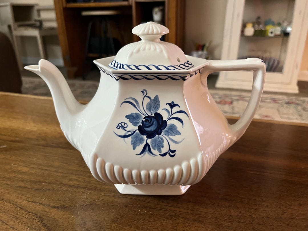 Adams Baltic Blue Floral English Ironstone Teapot - Etsy