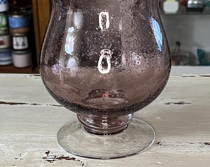 Handblown Plum Bubble Glass Hurricane Candle Holder - Etsy