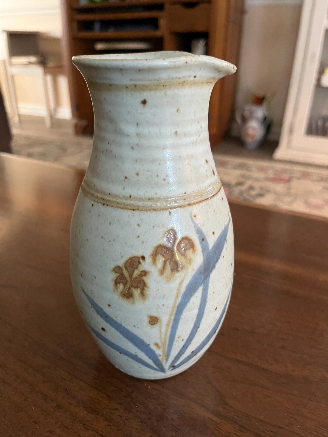 Vintage Salt Glazed Stoneware Pitcher With Iris Motif - Etsy