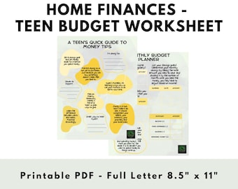 Teen Budget Binder | Teenager Printable Budget | Teen Budget Worksheet ...