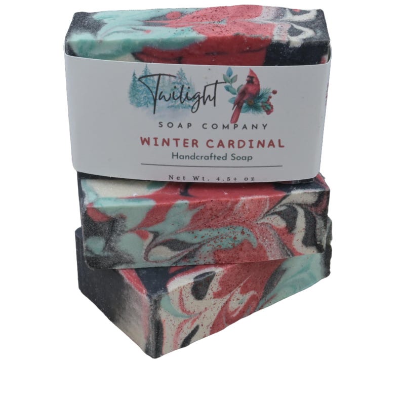 Winter Cardinal Handmade Bar Soap With Coconut Milk, Activated Charcoal ...