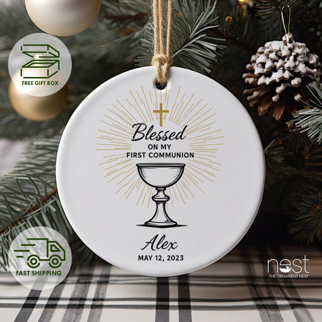 Blessed First Communion Ornament, Religious Keepsake Decoration, Custom ...