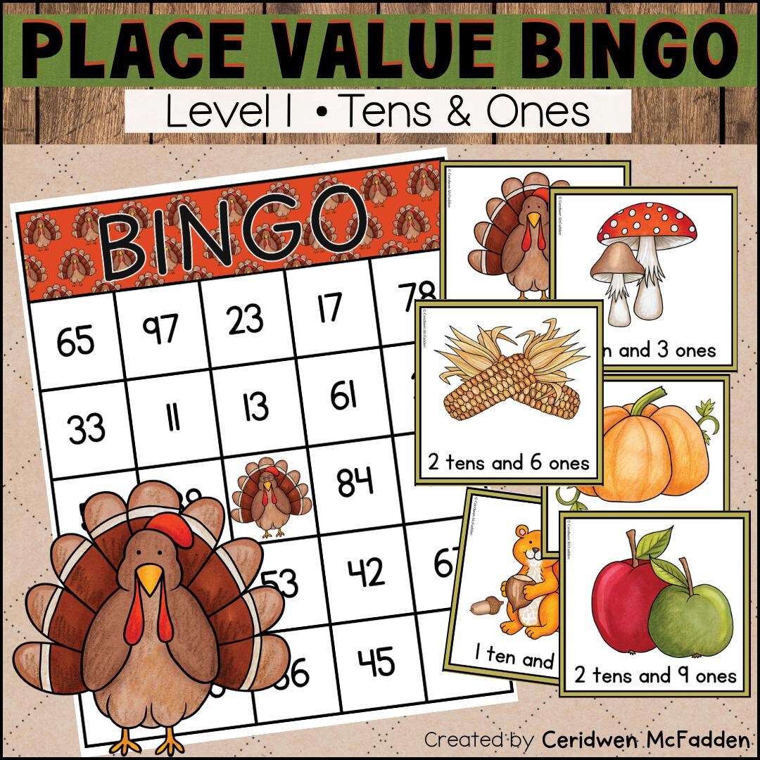 Thanksgiving Place Value Bingo | Tens and Ones Math Game | Fall Math ...