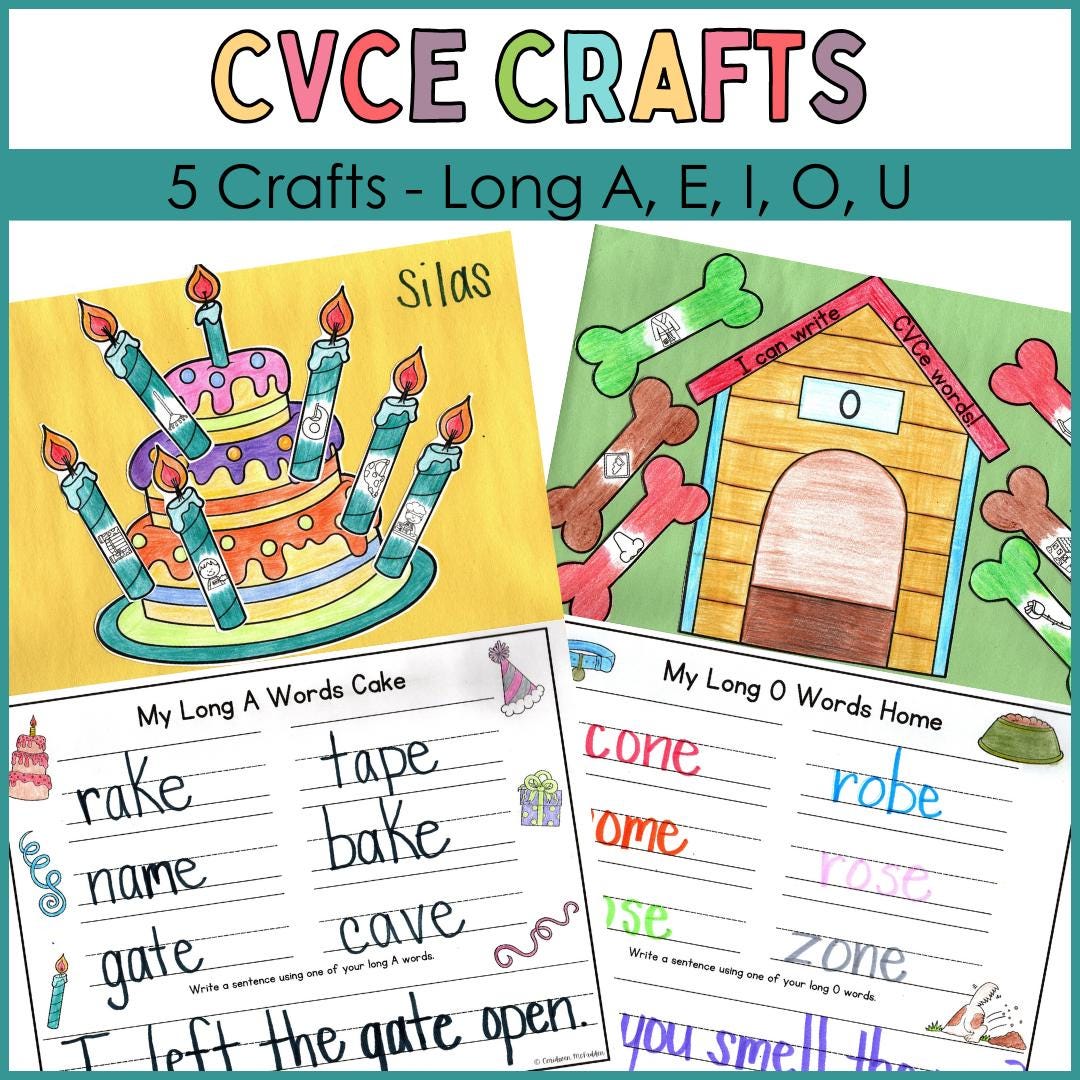 Silent E Cvce Crafts for Kindergarten & 1st Grade | Long Vowel Magic E ...