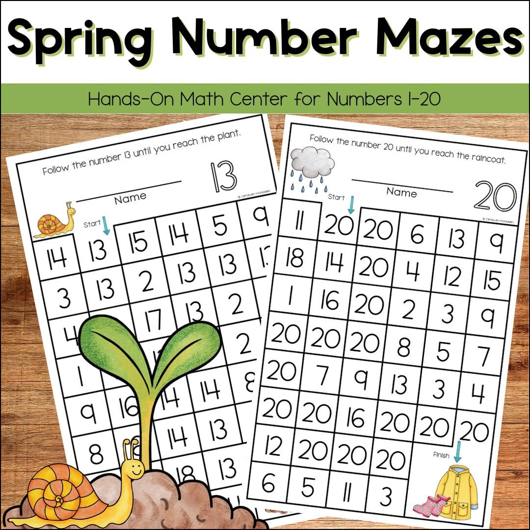 Spring Number Mazes (1–20) - Hands-on Number Recognition Game - Number ...