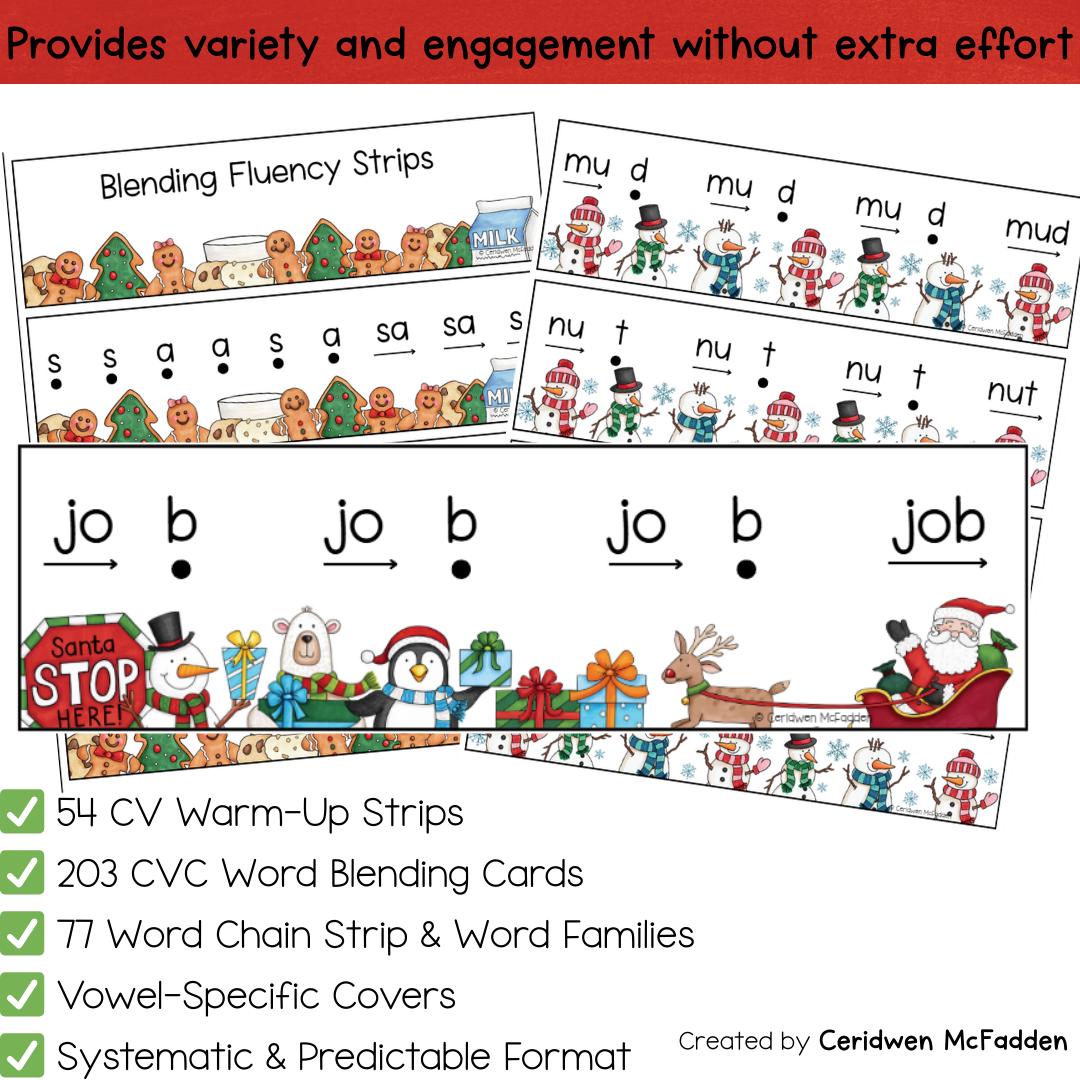 Winter CVC Blending Fluency Strips – Science of Reading Phonics ...