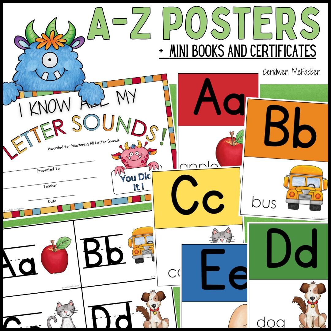 Alphabet Posters: A-Z Posters, Mini Alphabet Books, Prek, TK, and ...