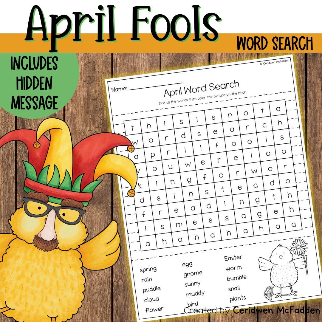 April Fools Day Classroom Activity Word Search, April Fools Prank ...