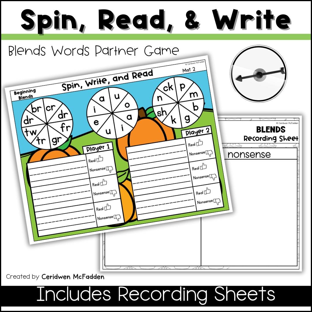 Fall Phonics Game | Beginning & Ending Blends | S-blends, R-blends, L ...