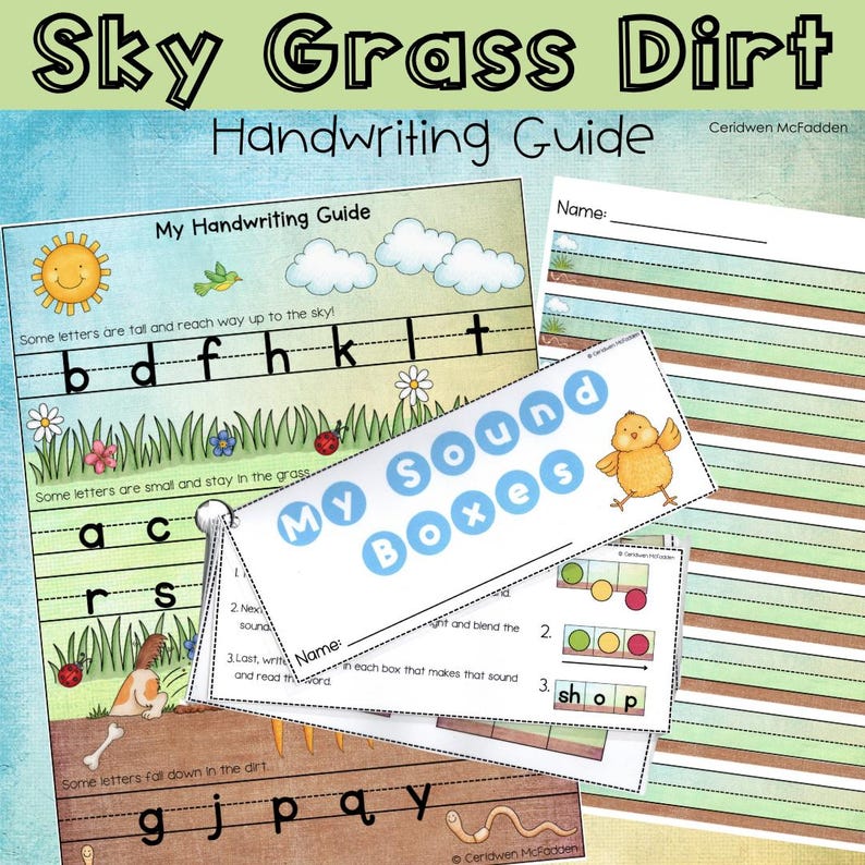 Sky Grass Dirt Handwriting Guide | Handwriting Paper | Elkonin Boxes ...