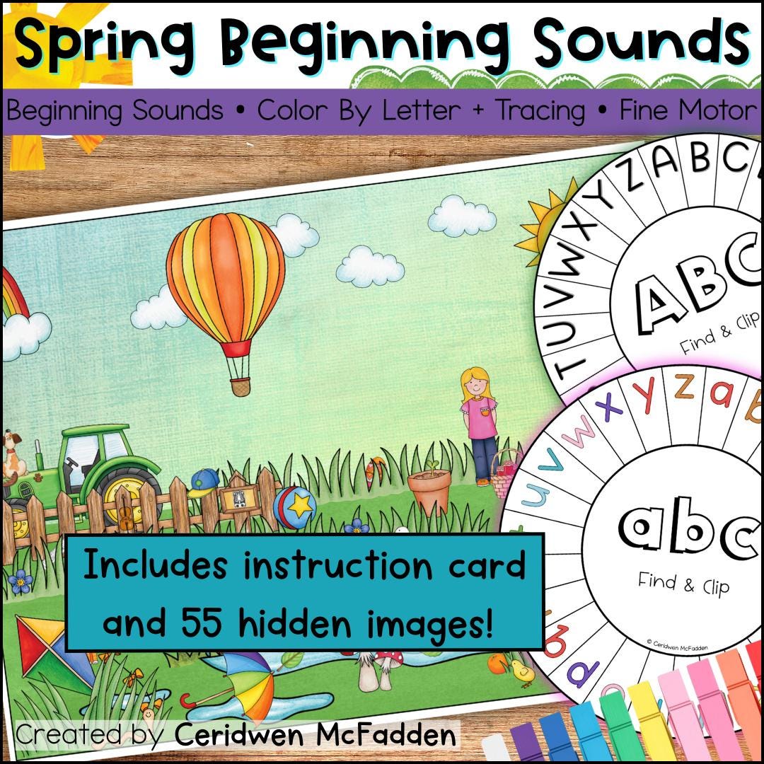 Spring Beginning Sounds Printable | Color by Letter Phonics Activity ...