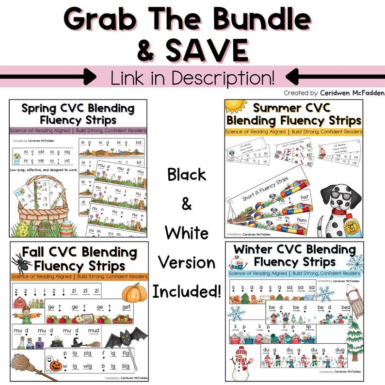 Fall CVC Fluency Strips – Science of Reading Phonics Activities | CVC ...