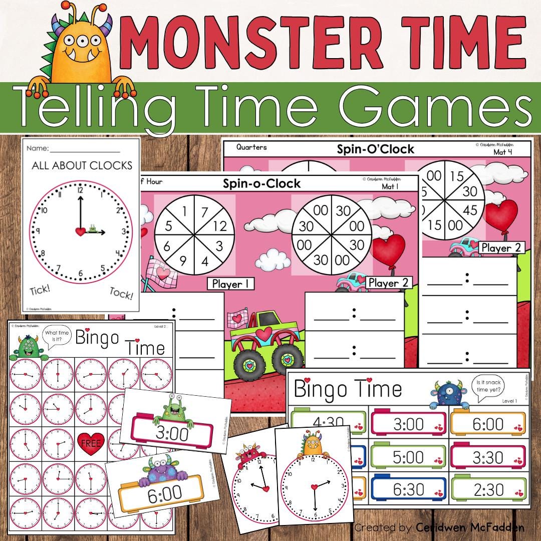Telling Time Games: Math Activities & Games, Printable Mini- Clock Book ...