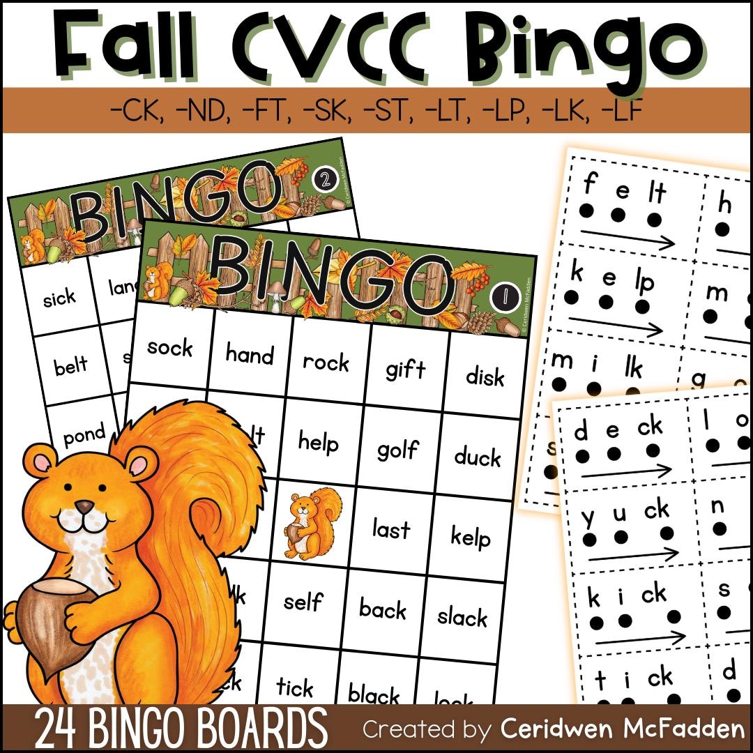 Fall Literacy Bingo Game | Ending Blends Phonics Activity | Fall ...