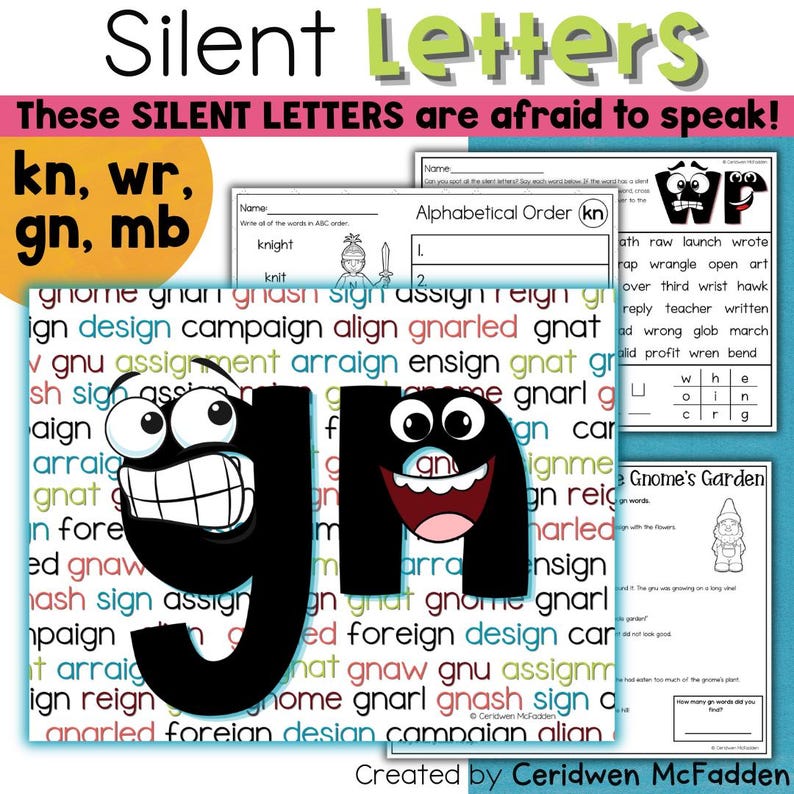 Silent Letters Worksheets & Activities | Kn Wr Gn Mb Words Phonics ...