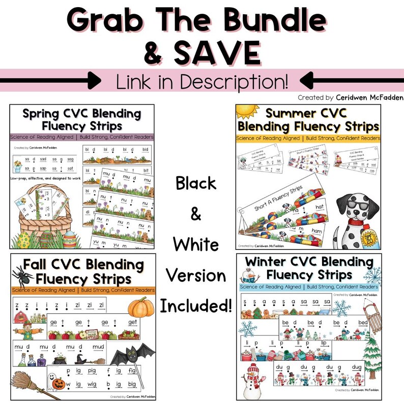 Winter CVC Blending Fluency Strips – Science of Reading Phonics ...