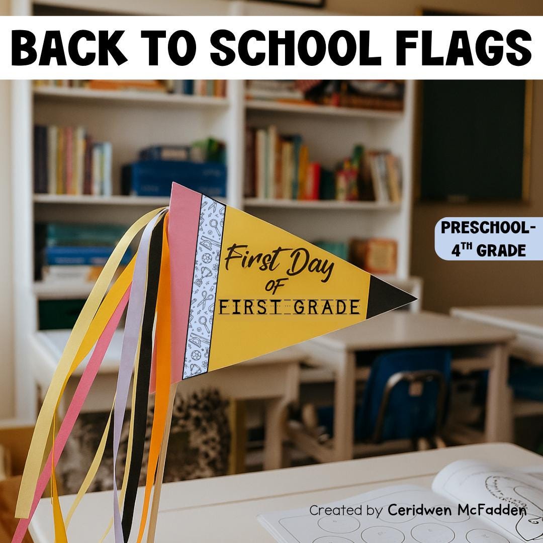 First Day of School Flags | Back to School | Preschool | Kindergarten ...