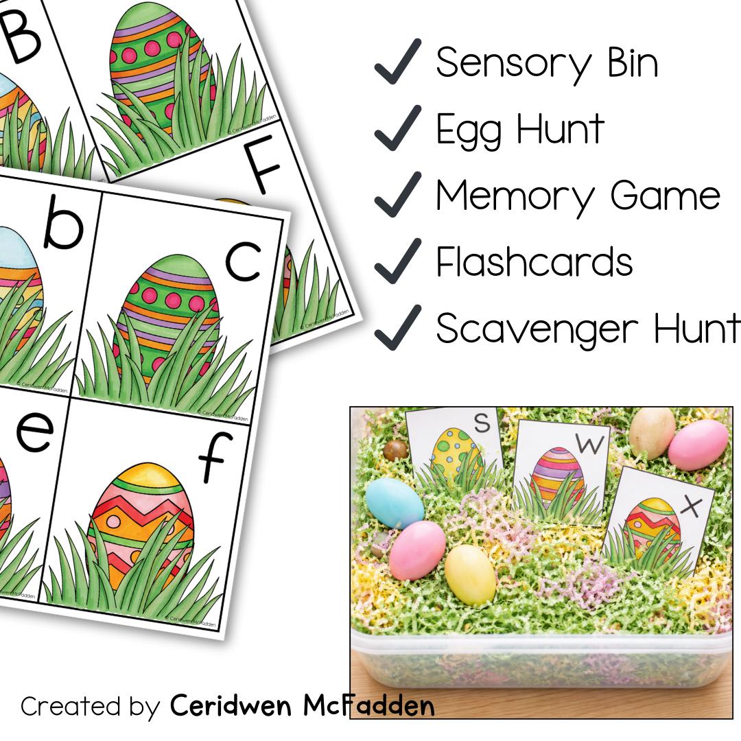 Alphabet Easter Egg Hunt | Sensory Bin Printable | Letter Recognition ...