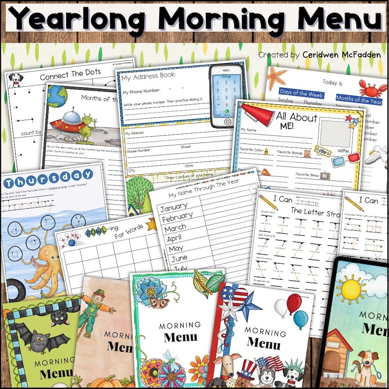 Morning Menu - 80 Pages | Morning Binder for Kids | Yearlong Morning ...