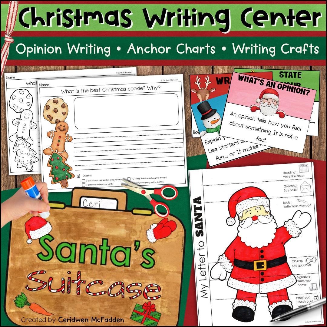 Christmas Opinion Writing Activities for K–2 • December Writing Prompts ...