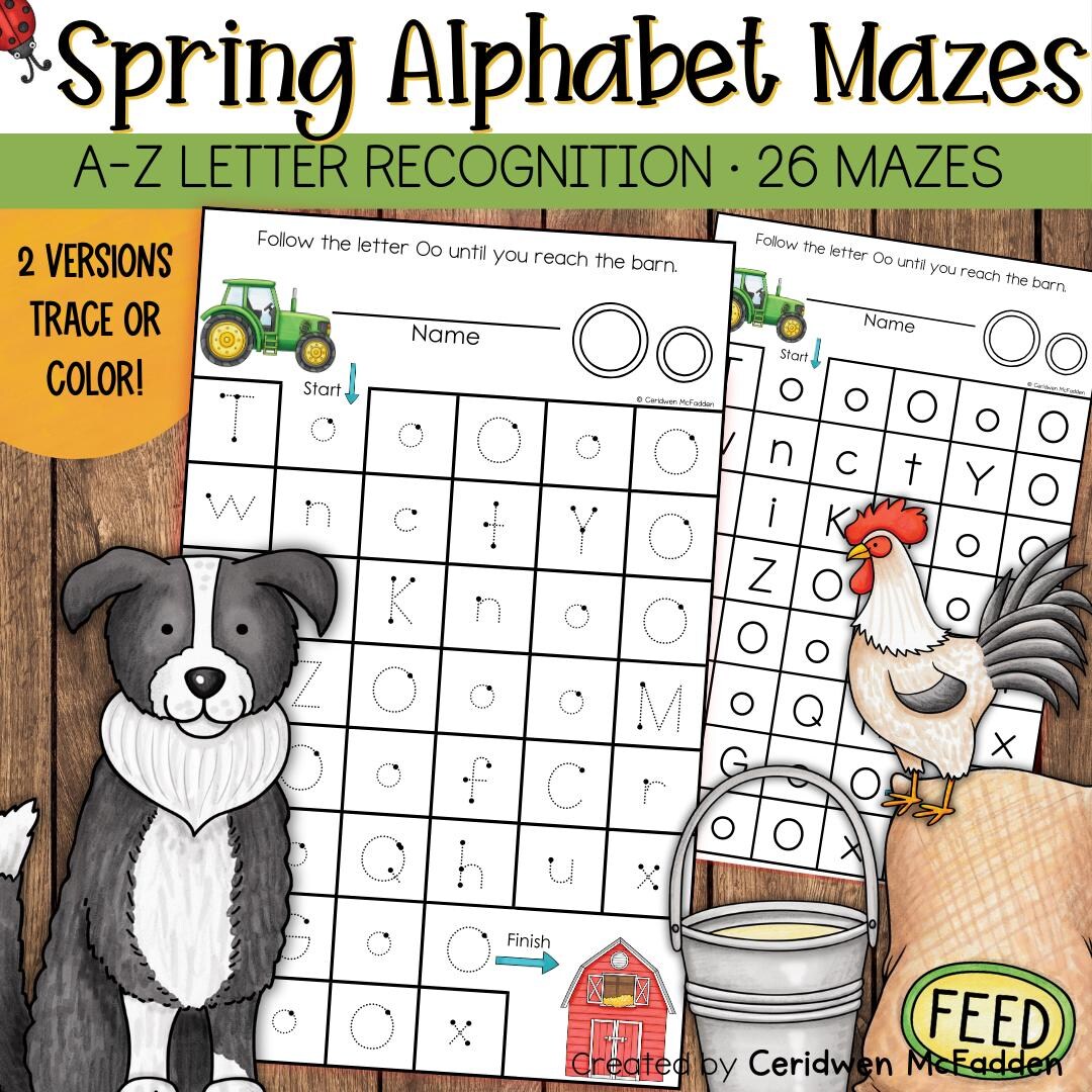 Alphabet Tracing Mazes A–Z | ABC Letter Tracing Worksheets, Uppercase ...