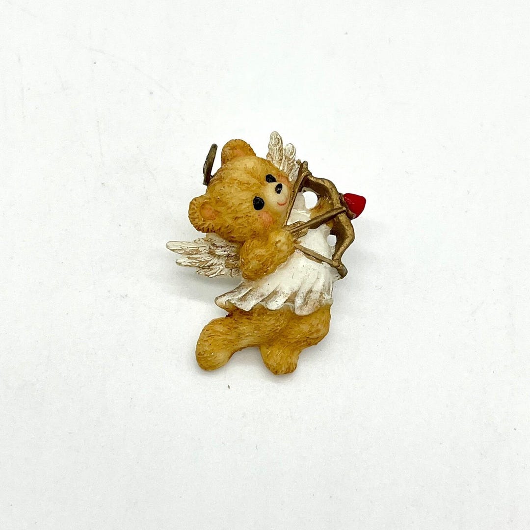 Cupid Teddy Bear Pin Angel Wings Bow Arrow Valentine's Day Brooch - Etsy