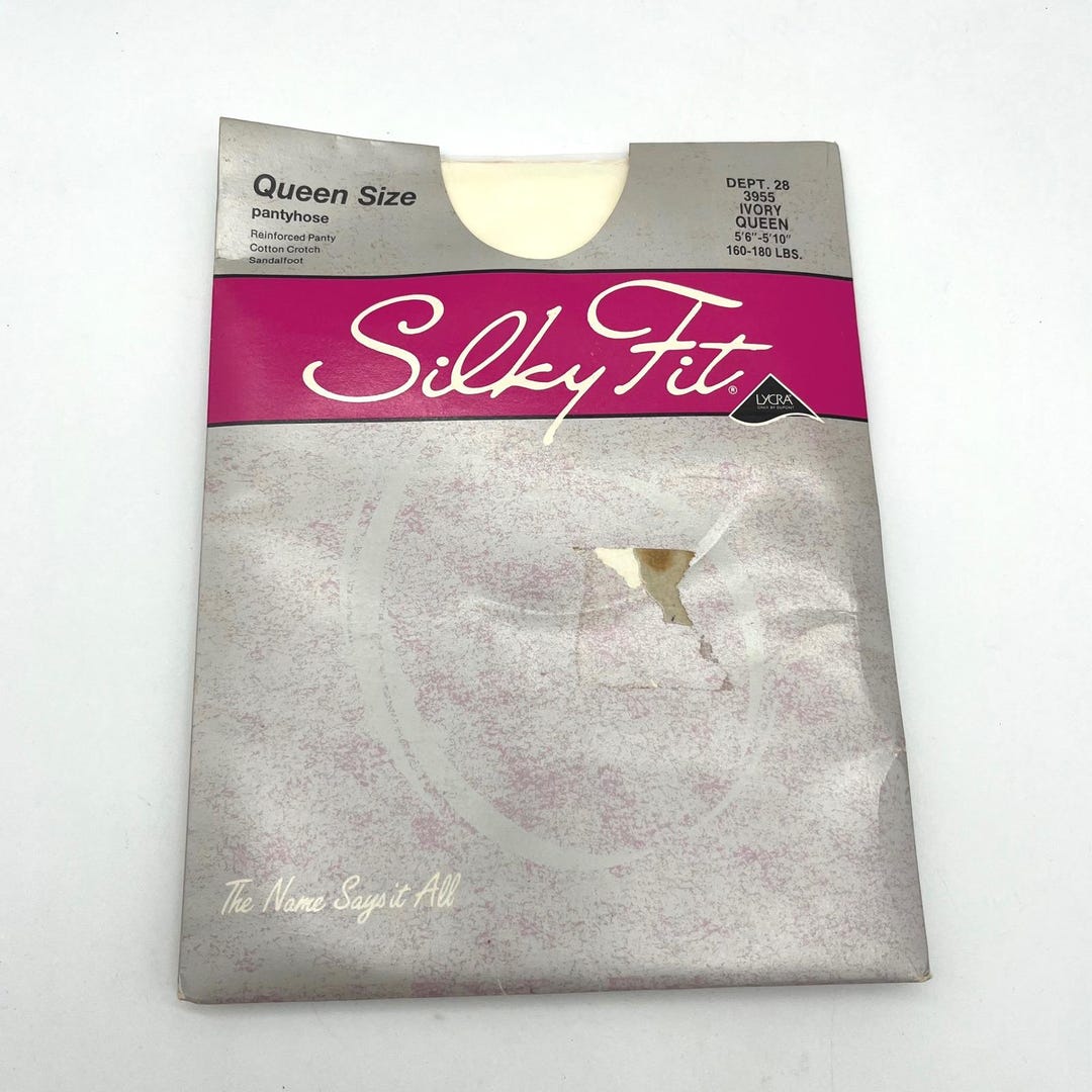 Vintage Silky Fit Queen Size Ivory Pantyhose Reinforced Sandalfoot ...