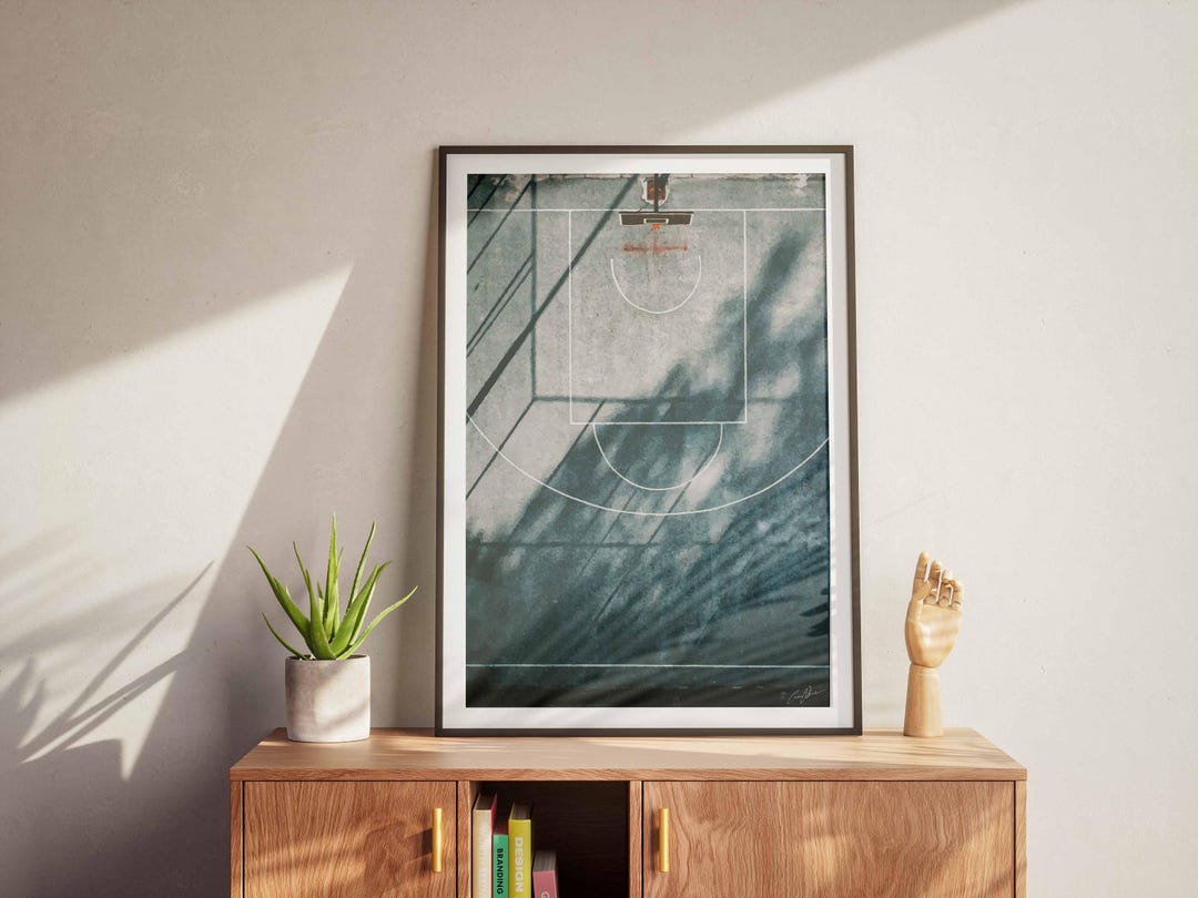 Basketball Court Textured Poster - Minimalsit Grainy Wall Art for Home ...