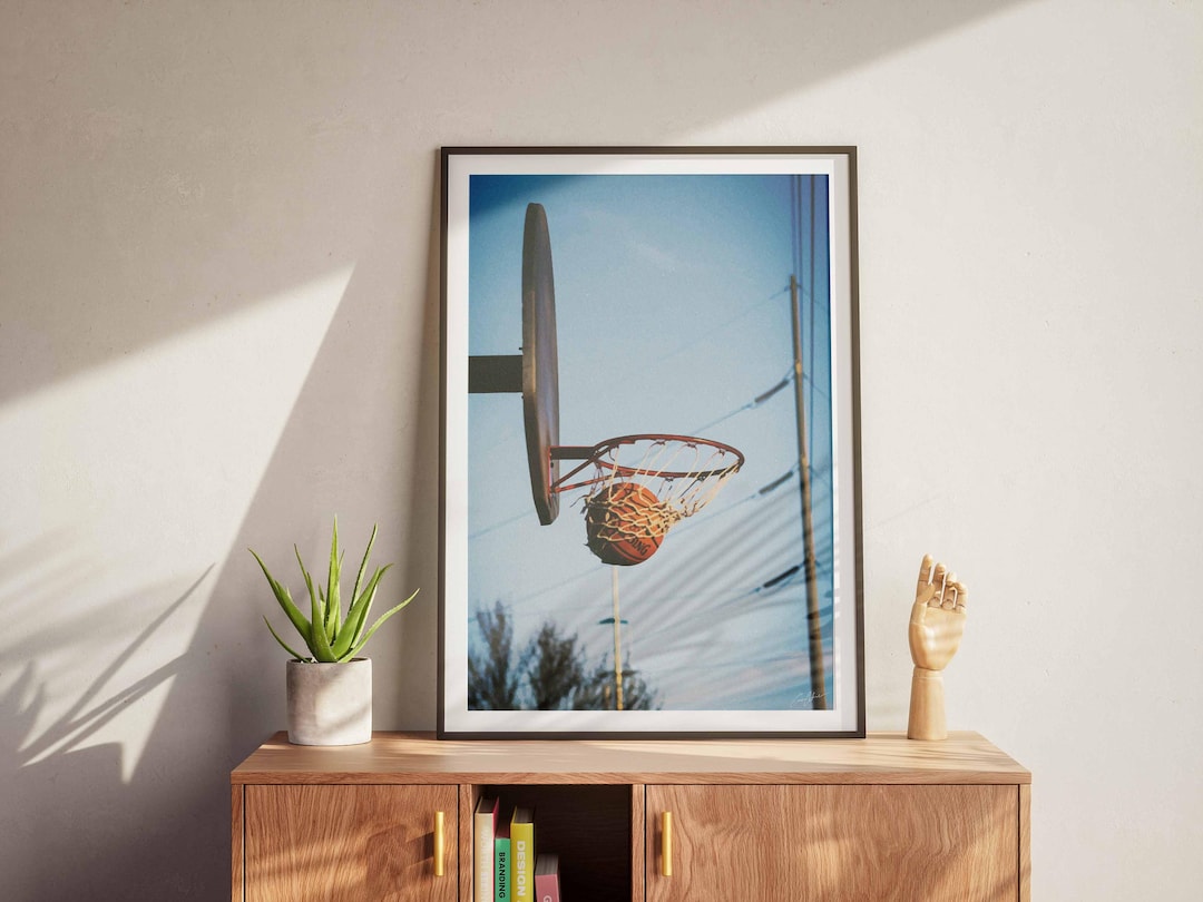 Blue Basketball Textured Poster - Minimalsit Grainy Wall Art for Home ...