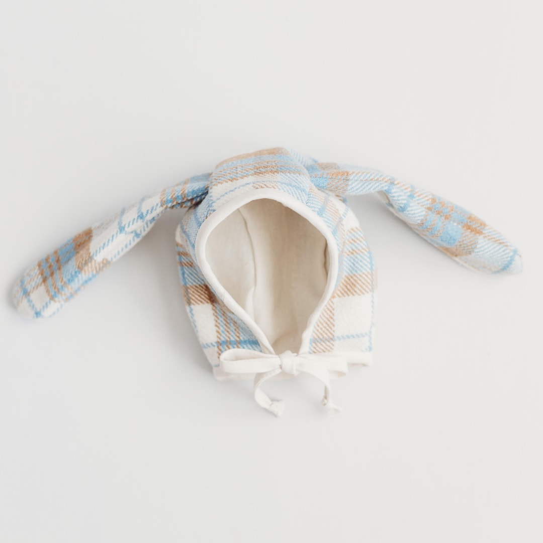 Plaid Bunny Ears Hat Bonnet, Baby Kids Flannel Bonnet, Spring Easter ...