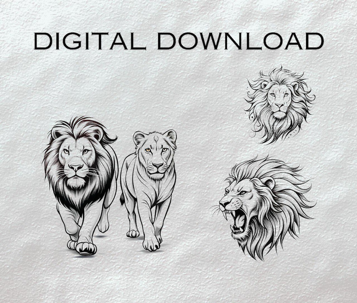 100 Unique Lion Face Procreate Brush Stamps | Digital Lion Head Stamps ...