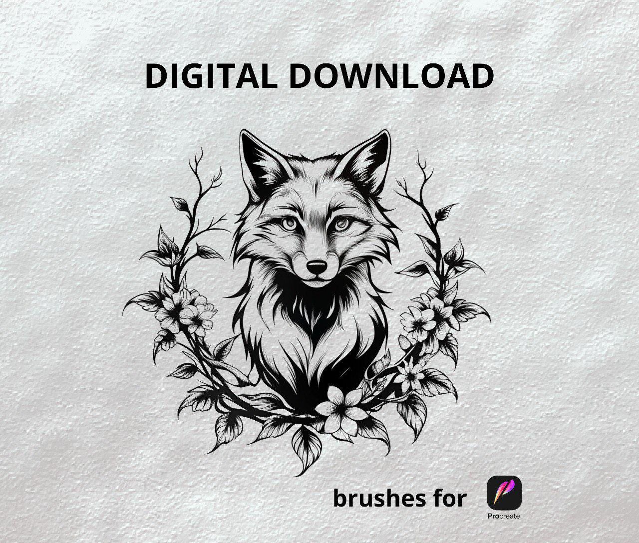 150 Fox Procreate Stamps Brushes | Hand-drawn Fox Line Art | Digital ...