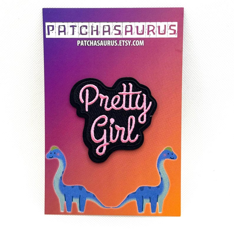 Pretty Girl Patch Pink & Black Fun Iron-on Patch for Trucker Hats ...
