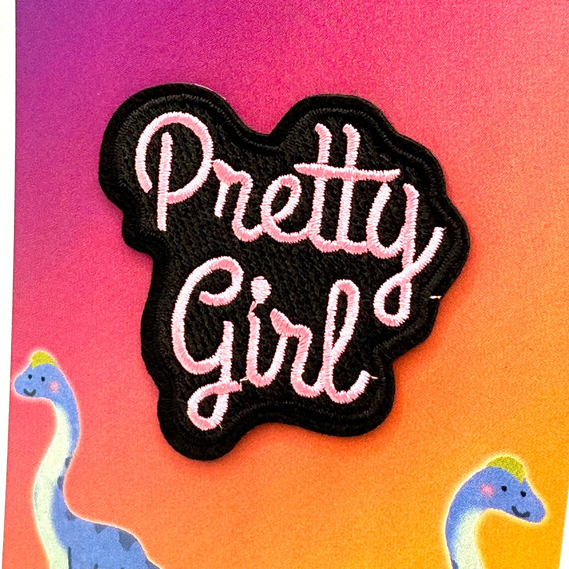 Pretty Girl Patch Pink & Black Fun Iron-on Patch for Trucker Hats ...