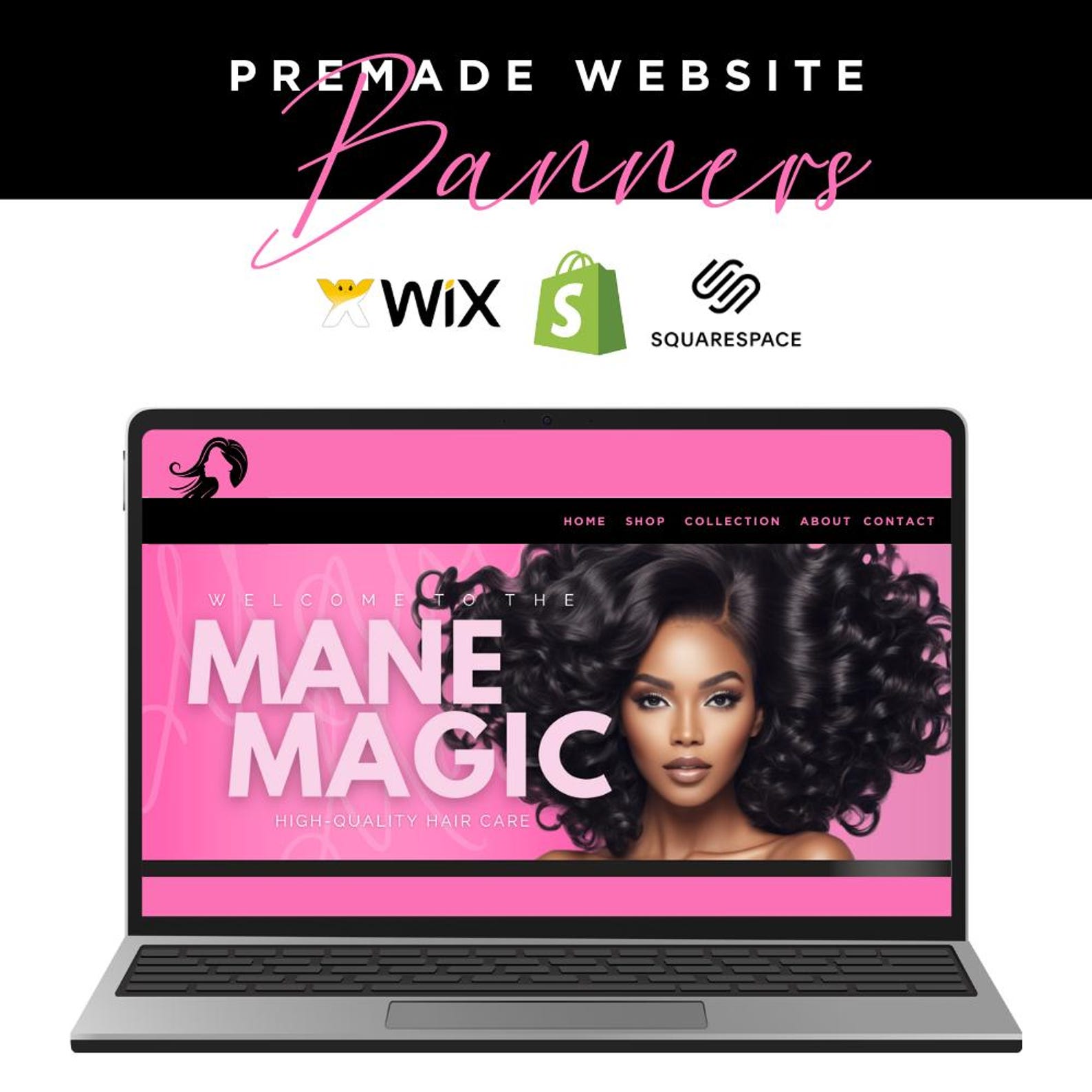 5 Hair Wix Website Banner Templates/ Hair Website Banner/ WIX Website ...