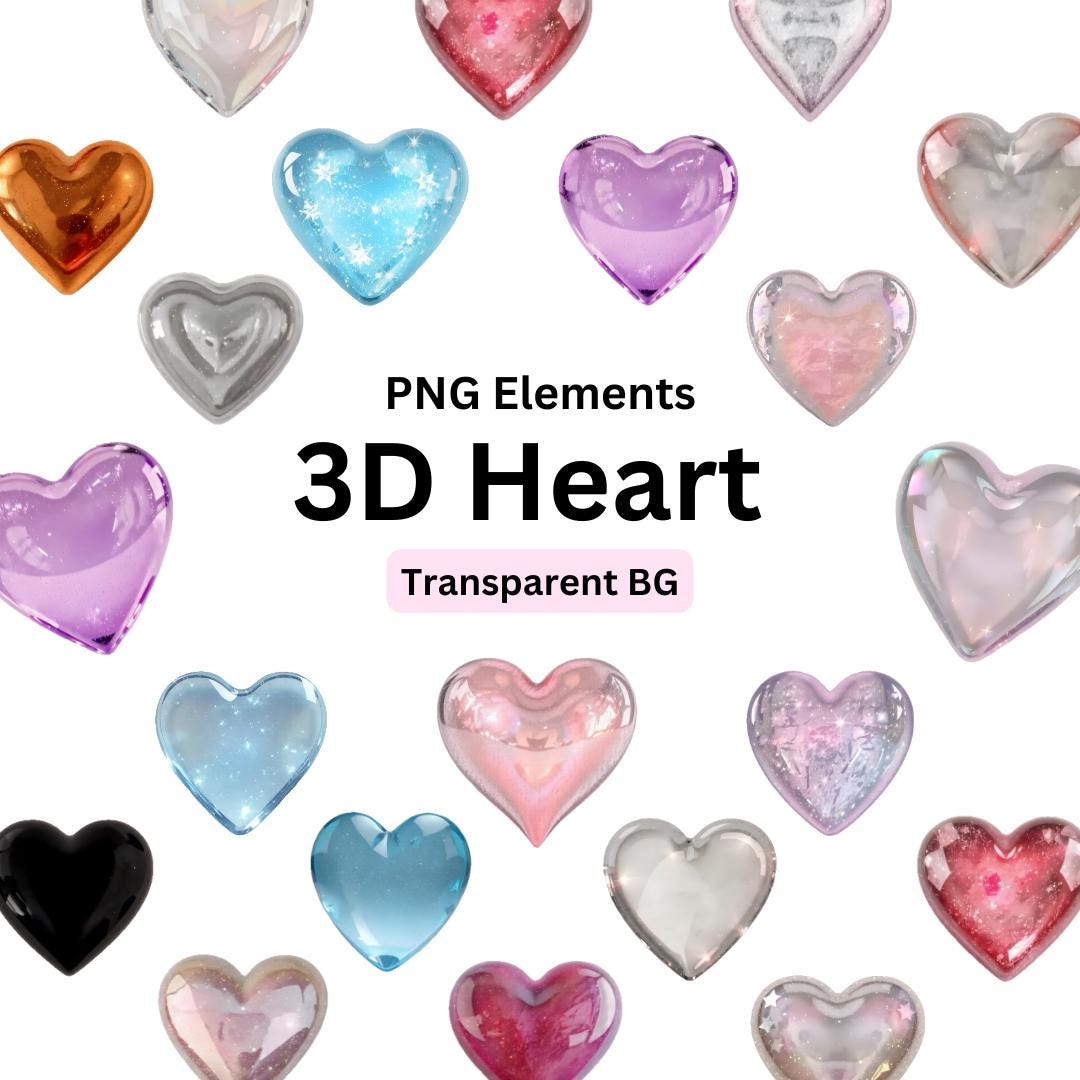 3D Heart Shape Elements With Transparent Background, PNG File,clip Art ...