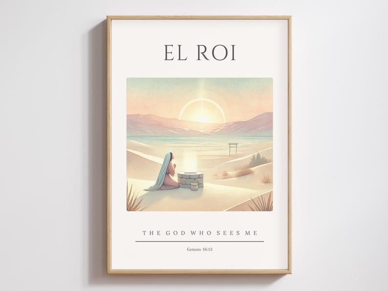 El Roi Poster, Hebrew Name of God Wall Art, Genesis 16:13 Bible Verse ...